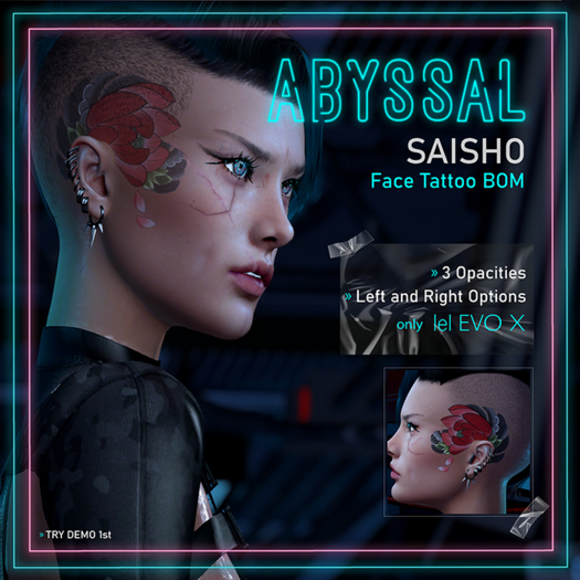 Second Life Marketplace - +ABYSSAL+ Saisho Face Tattoo - LelEvoX DEMO